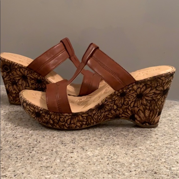 Born | Shoes | Born Leather And Cork Wedges Size 9 Mw | Poshmark